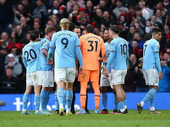 Manchester City Players Surround Referee Mr Editorial Stock Photo ...