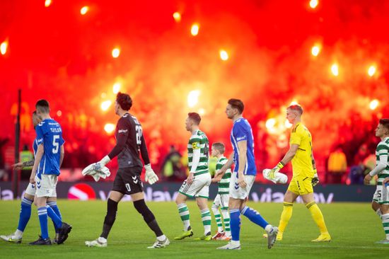 Celtic Kilmarnock Players Enter Pitch Pyrotechnic Editorial Stock Photo ...