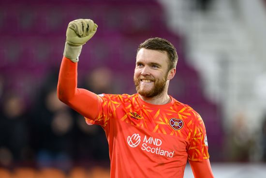 Hearts Goalkeeper Zander Clark Waves Fans Editorial Stock Photo - Stock ...