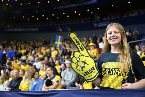 Swedish Fans Cheer On Stands Before Editorial Stock Photo - Stock Image ...