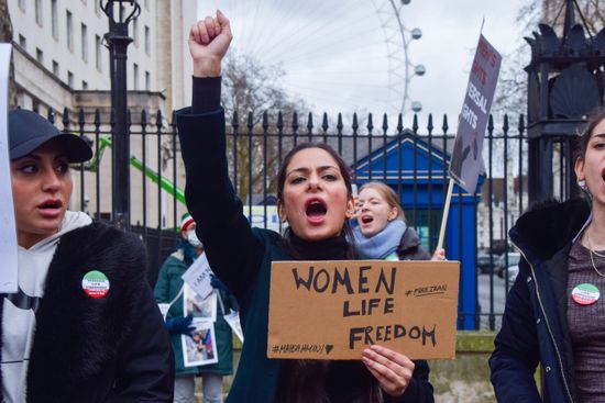Protester Holds Women Life Freedom Placard Editorial Stock Photo ...