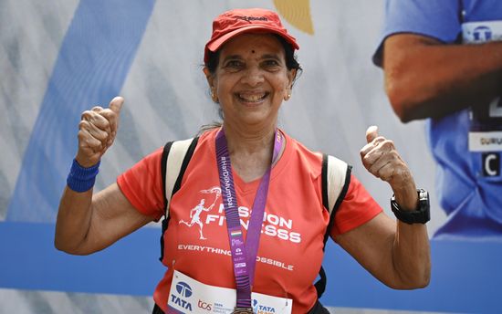 Meera Parekh Poses After Completingher Race Editorial Stock Photo ...