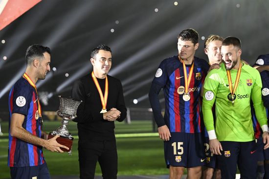 Sergio Busquets Barcelona Holds Trophy Towards Editorial Stock Photo ...