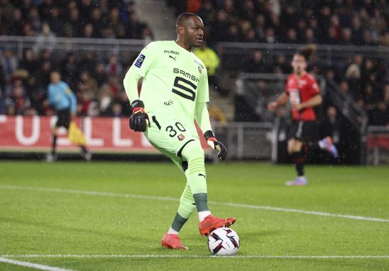 Rennes Goalkeeper Steve Mandanda During French Editorial Stock Photo ...