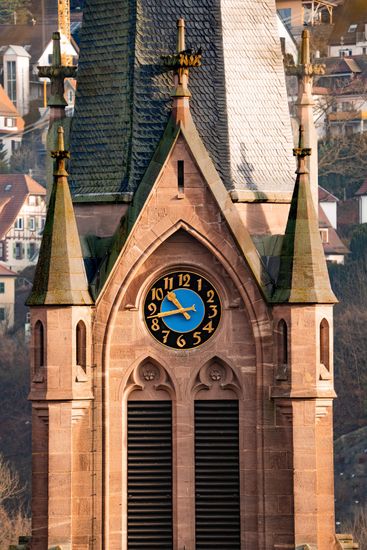 Blue Church Clock Church Tower Calw Editorial Stock Photo - Stock Image ...