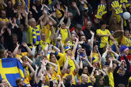 Swedish Supporters Cheer During Ihf Mens Editorial Stock Photo - Stock ...