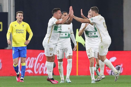 Elche Players Celebrate After Scoring Against Editorial Stock Photo ...