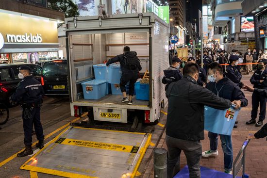 Police Officers Putting Boxes Containing Sized Editorial Stock Photo ...