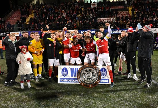 Linfield Vs Larne Larne Players Celebrate Editorial Stock Photo - Stock ...