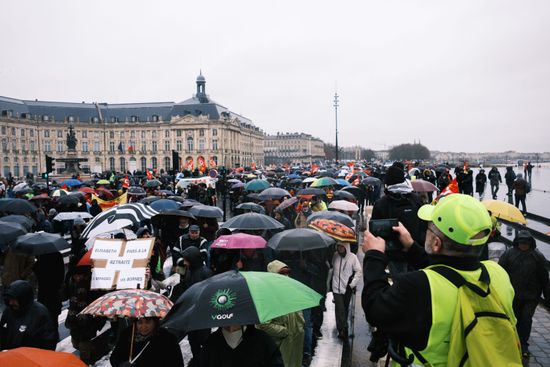 Crowd Procession During Demonstration Against Emmanuel Editorial Stock ...