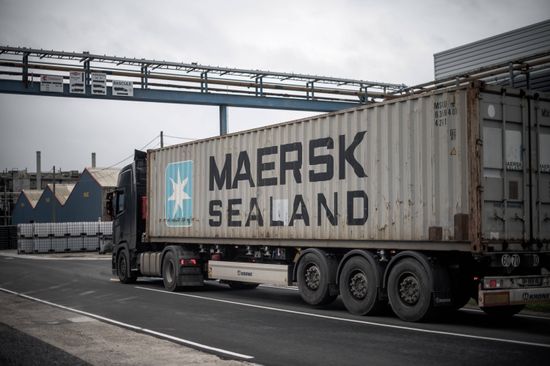 Truck Carrying Maersk Sealand Container On Editorial Stock Photo ...