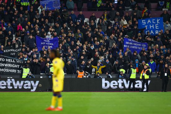 Angry Everton Fans Hold Banners Stands Editorial Stock Photo - Stock ...