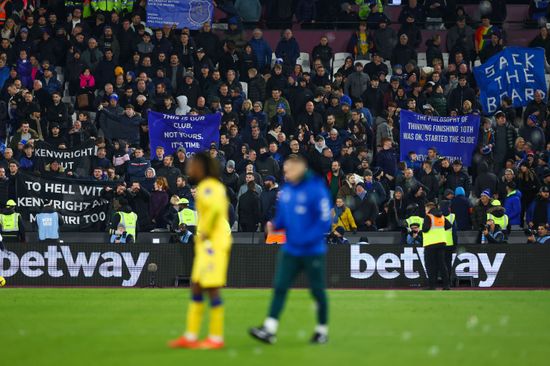 Angry Everton Fans Hold Banners Stands Editorial Stock Photo - Stock ...