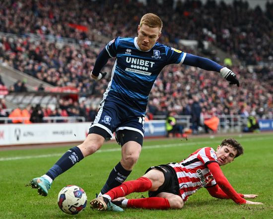 Trai Hume Sunderland Challenges Duncan Watmore Editorial Stock Photo ...