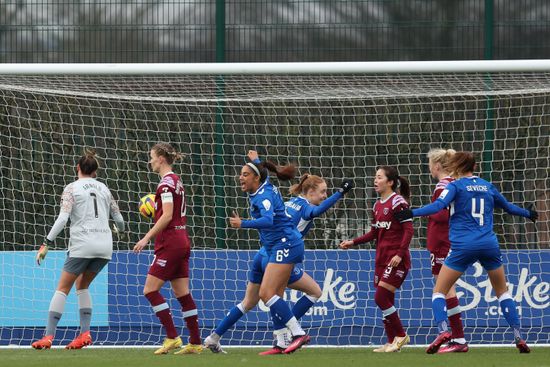 Karen Holmgaard Everton Women Celebrates Scoring Editorial Stock Photo ...