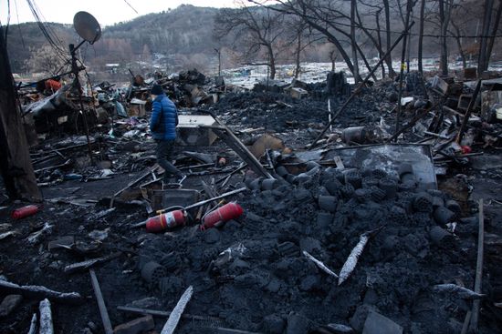 Person Walks Among Charred Debris After Editorial Stock Photo - Stock ...