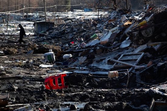 Person Walks Among Charred Debris After Editorial Stock Photo - Stock ...