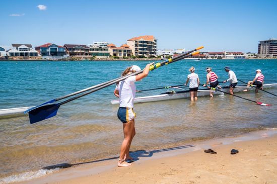 Rowing Crews Practice West Lakes Adelaide Editorial Stock Photo - Stock ...