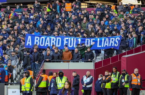 Everton Fans Protest During Premier League Editorial Stock Photo ...