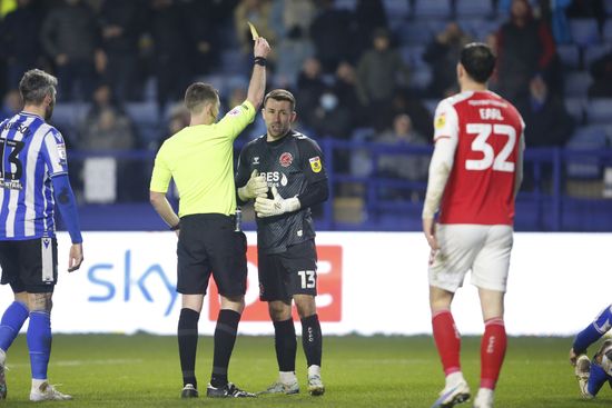 Referee Simon Mather Shows Yellow Card Editorial Stock Photo - Stock ...