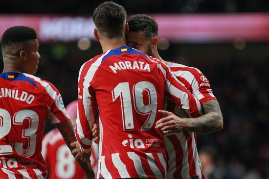 Alvaro Morata Celebrates Goal Mario Hermoso Editorial Stock Photo ...