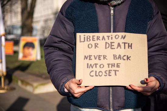 Protestor Holds Placard During Trans Rights Editorial Stock Photo ...