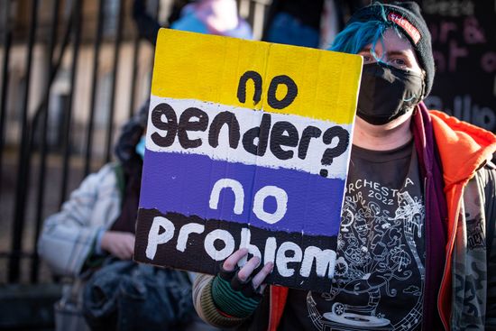 Protestor Holds Placard During Trans Rights Editorial Stock Photo ...