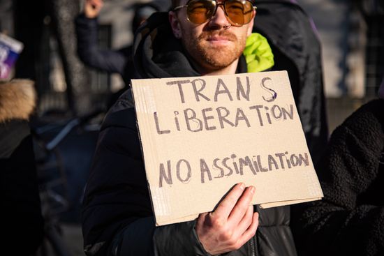 Protestor Holds Placard During Trans Rights Editorial Stock Photo ...
