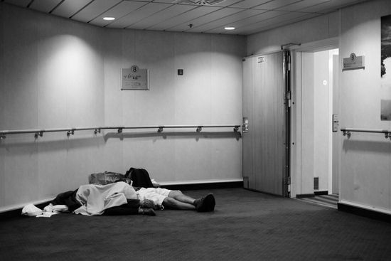 Passengers Sleep Corridors Aboard Ms During Editorial Stock Photo ...