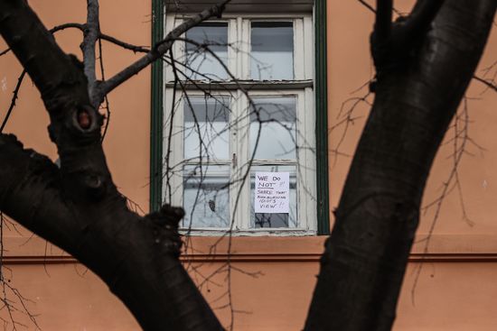 Banner On Sweden Consulate Window While Editorial Stock Photo - Stock ...