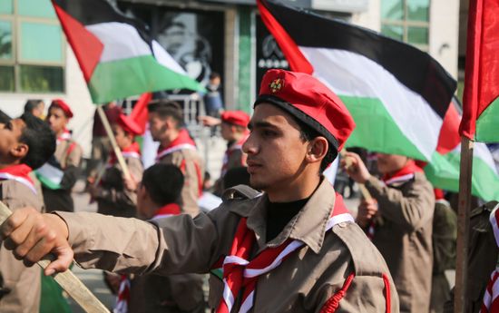 Palestinian Scouts Wave National Flags They Editorial Stock Photo ...