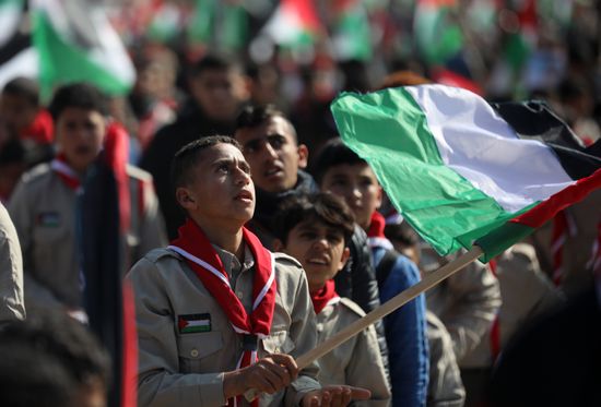 Palestinian Scouts Wave National Flags They Editorial Stock Photo ...