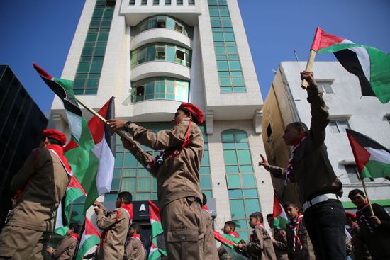 Palestinian Scouts Wave National Flags They Editorial Stock Photo ...