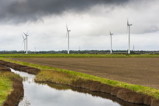 Small Wind Farm Flat Coastal Farmland Editorial Stock Photo - Stock ...