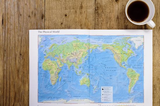 Planning Holiday World Map Atlas Editorial Stock Photo - Stock Image ...