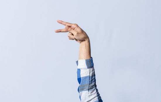 Hand Gesturing Letter P Sign Language Editorial Stock Photo - Stock ...