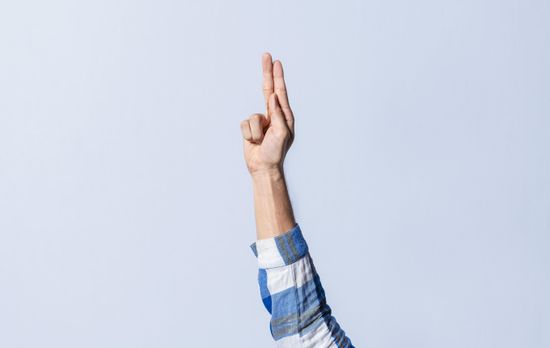 Hand Gesturing Letter U Sign Language Editorial Stock Photo - Stock ...