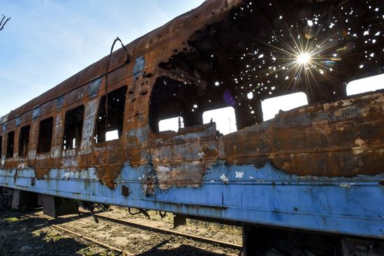Train Carriage Destroyed By Shelling On Editorial Stock Photo - Stock ...