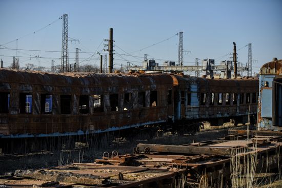 Train Carriage Destroyed By Shelling On Editorial Stock Photo - Stock ...