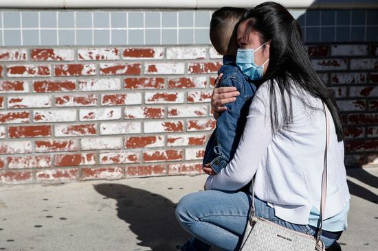 Woman Hugs Child While Visiting Makeshift Editorial Stock Photo - Stock ...