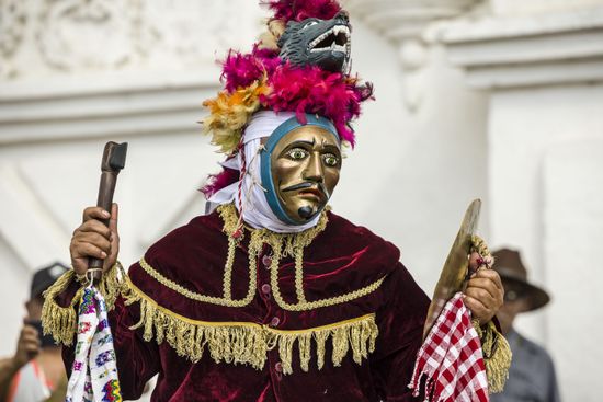Masked Indigenous Guatemalan Man Participates During Editorial Stock ...
