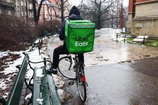 Uber Eats Courier On Bike Seen Editorial Stock Photo - Stock Image ...