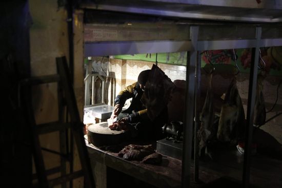Butcher Works Meat Shop During Countrywide Editorial Stock Photo ...