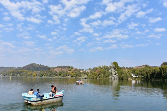 Visitors Enjoy Boat Ride Across Mansar Editorial Stock Photo - Stock ...