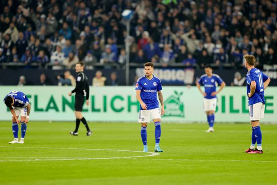 Schalke Players React After Leipzig Scored Editorial Stock Photo ...