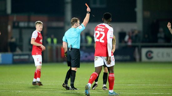 Referee Carl Boyeson Shows Portsmouth Midfielder Editorial Stock Photo ...