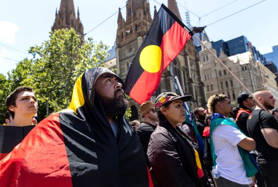 Demonstrators Aboriginal Flags Participate Invasion Day Editorial Stock ...