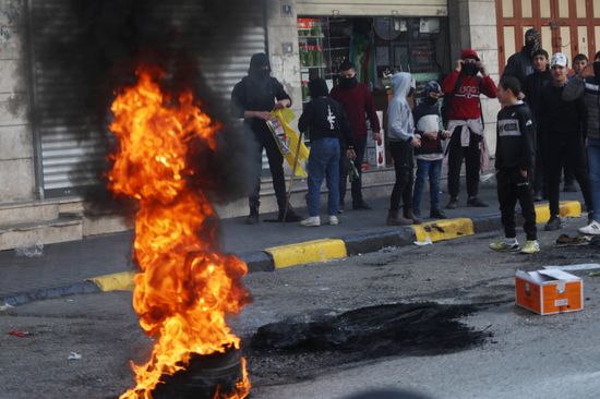 Palestinian Protesters Clash Israeli Soldiers After Editorial Stock