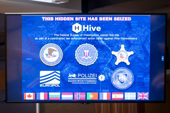 Tv Screen Displays Hive Ransomwares Website Editorial Stock Photo ...