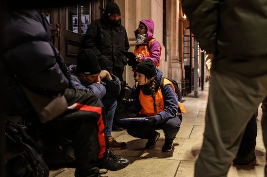 Avolunteer Interviews Homeless People During Solidarity Editorial Stock ...